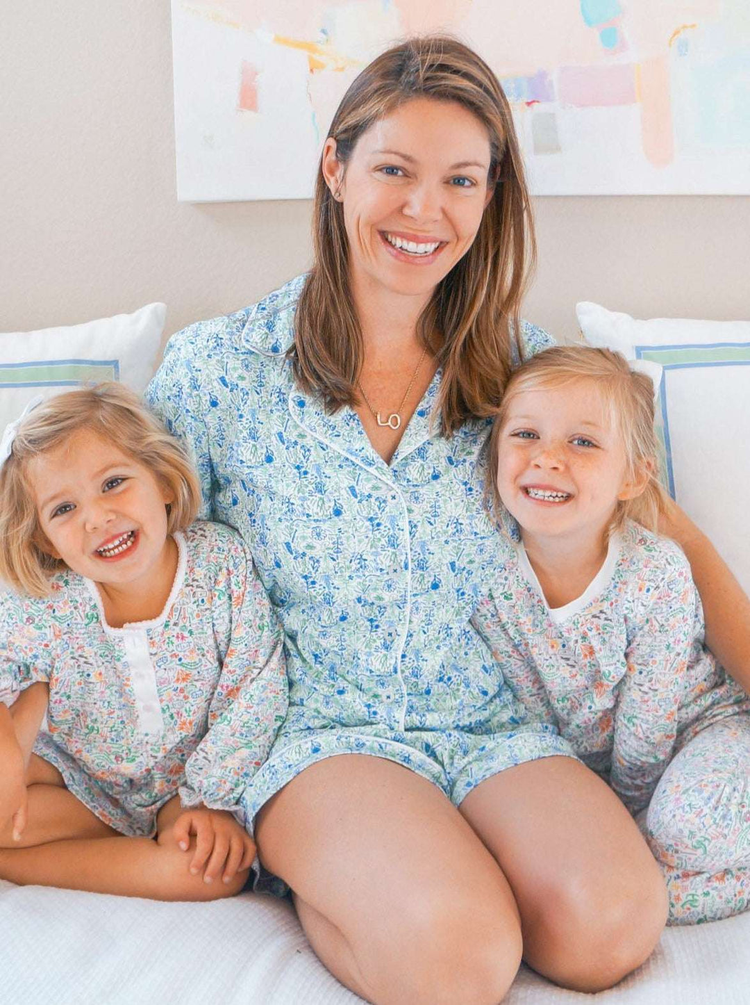 Birth Flowers Women’s Button Polo Short Pajama Set – Milk & Baby